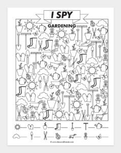 Free Printable I Spy Gardening Worksheet - Draw Craft Create