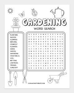Free Printable Gardening Word Search - Draw Craft Create