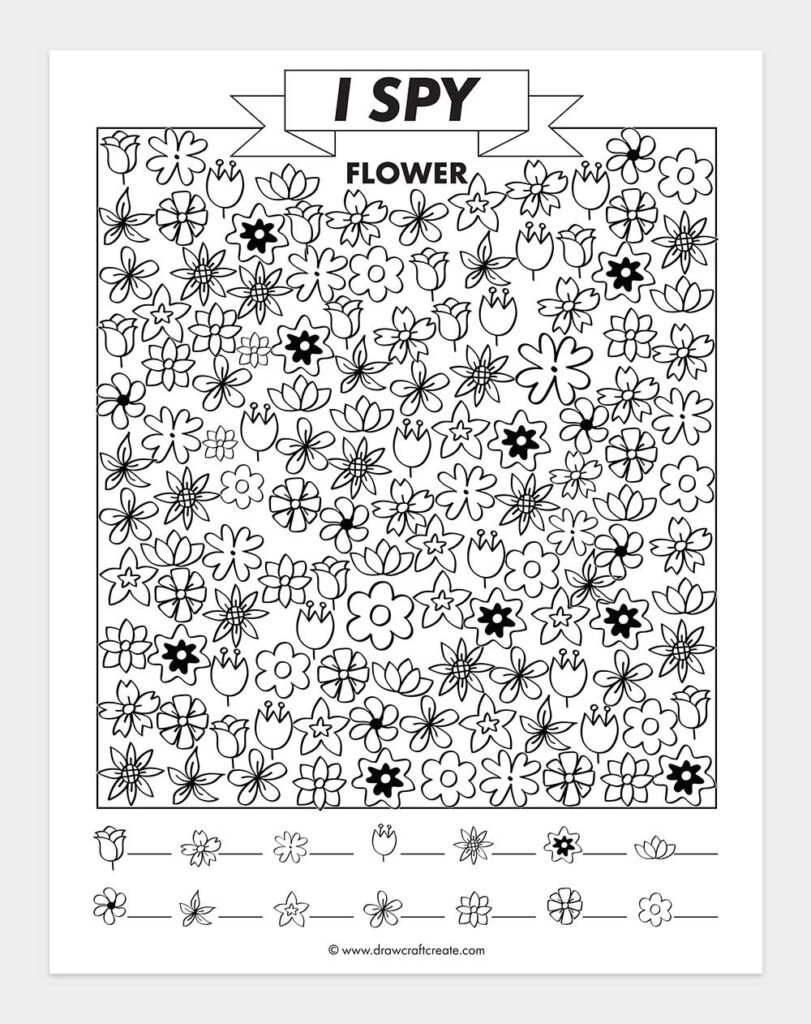 Free Printable I Spy Flower Worksheet - Draw Craft Create