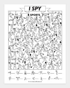 Free Printable I Spy Sports Worksheet - Draw Craft Create