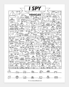 Free Printable I Spy Vehicles Worksheet - Draw Craft Create