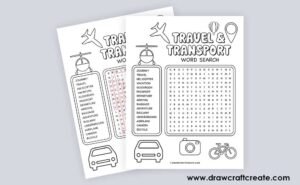 Free Printable Travel and Transport Word Search - Draw Craft Create