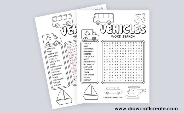 Free Printable Vehicles Word Search - Draw Craft Create