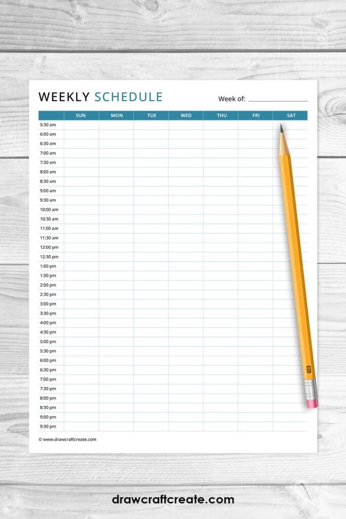Free Weekly Schedule Template Printables - Draw Craft Create