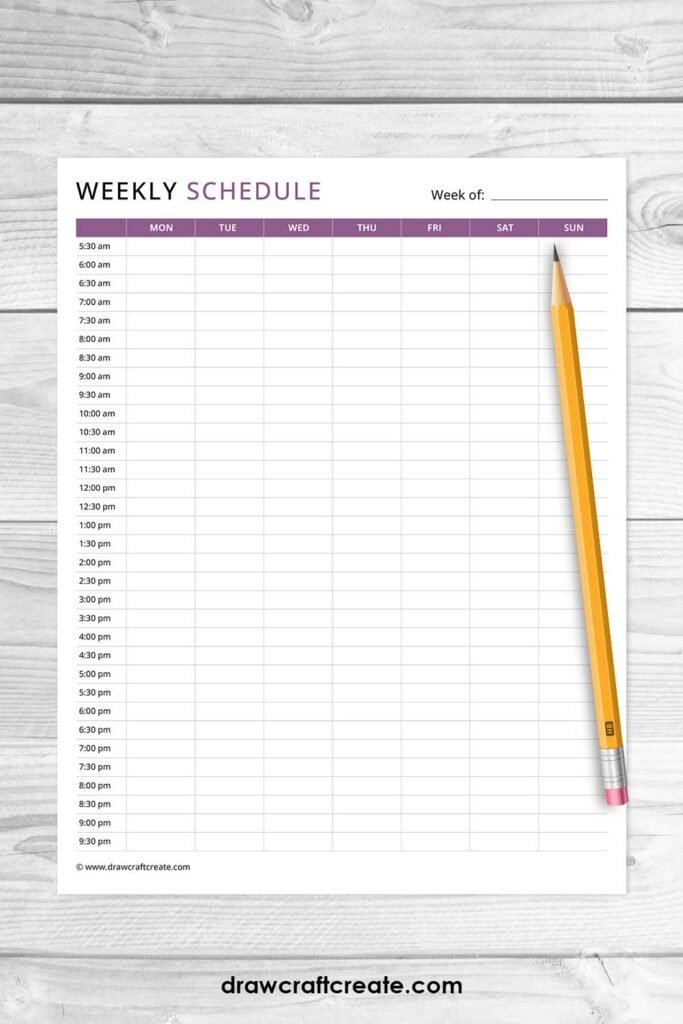 Free Weekly Schedule Template Printables - Draw Craft Create