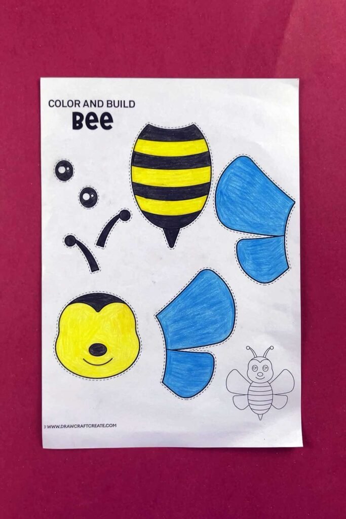 Free Printable Build a Bee Craft - Draw Craft Create