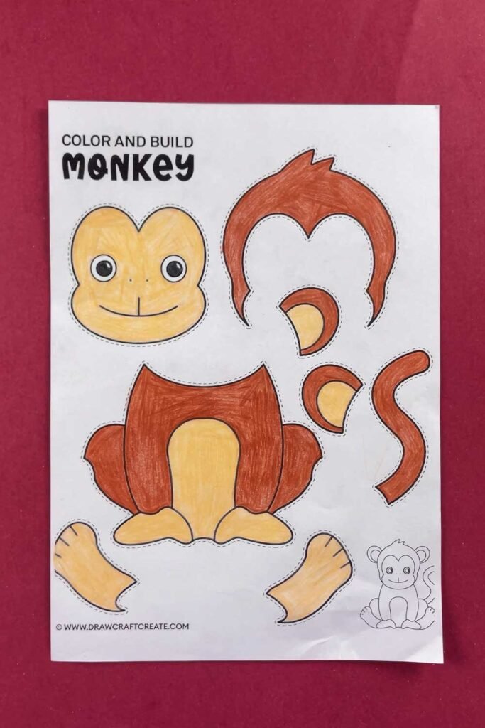 Free Printable Build a Monkey Craft - Draw Craft Create