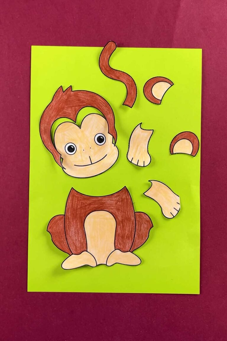 Free Printable Build a Monkey Craft - Draw Craft Create