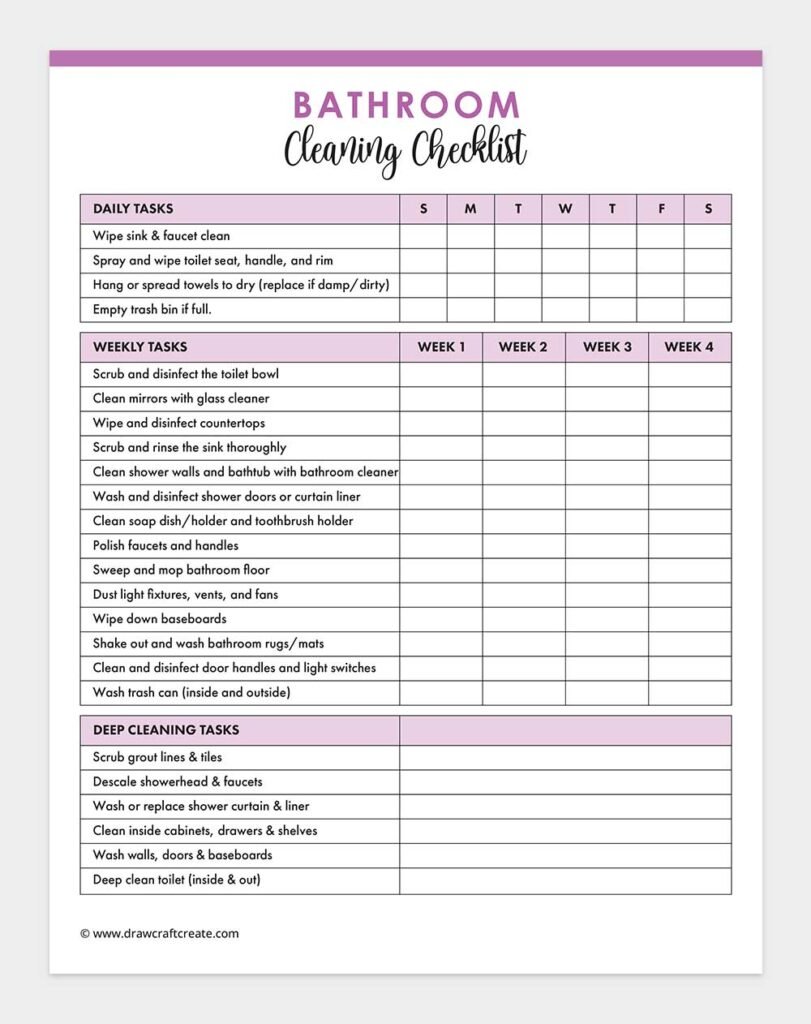 Free Printable House Cleaning Checklist Template (18 Design) - Draw ...