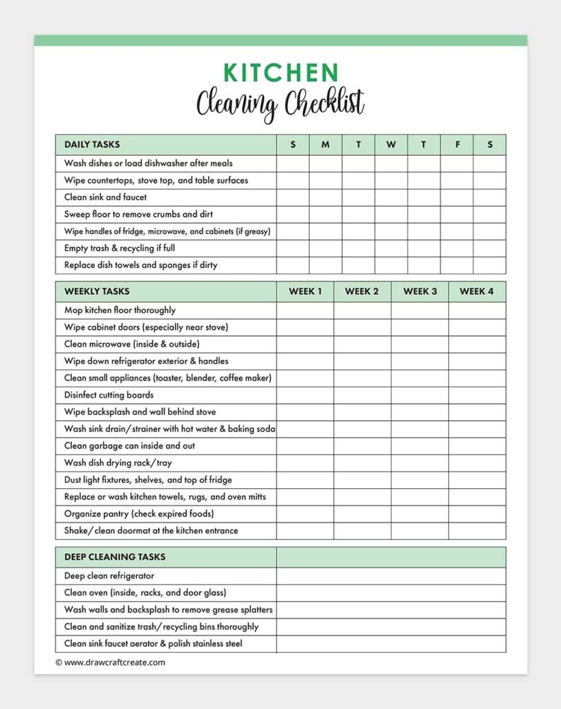 Free Printable House Cleaning Checklist Template (18 Design) - Draw ...