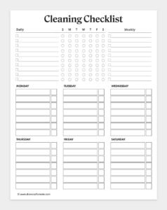 Free Printable House Cleaning Checklist Template (18 Design) - Draw ...