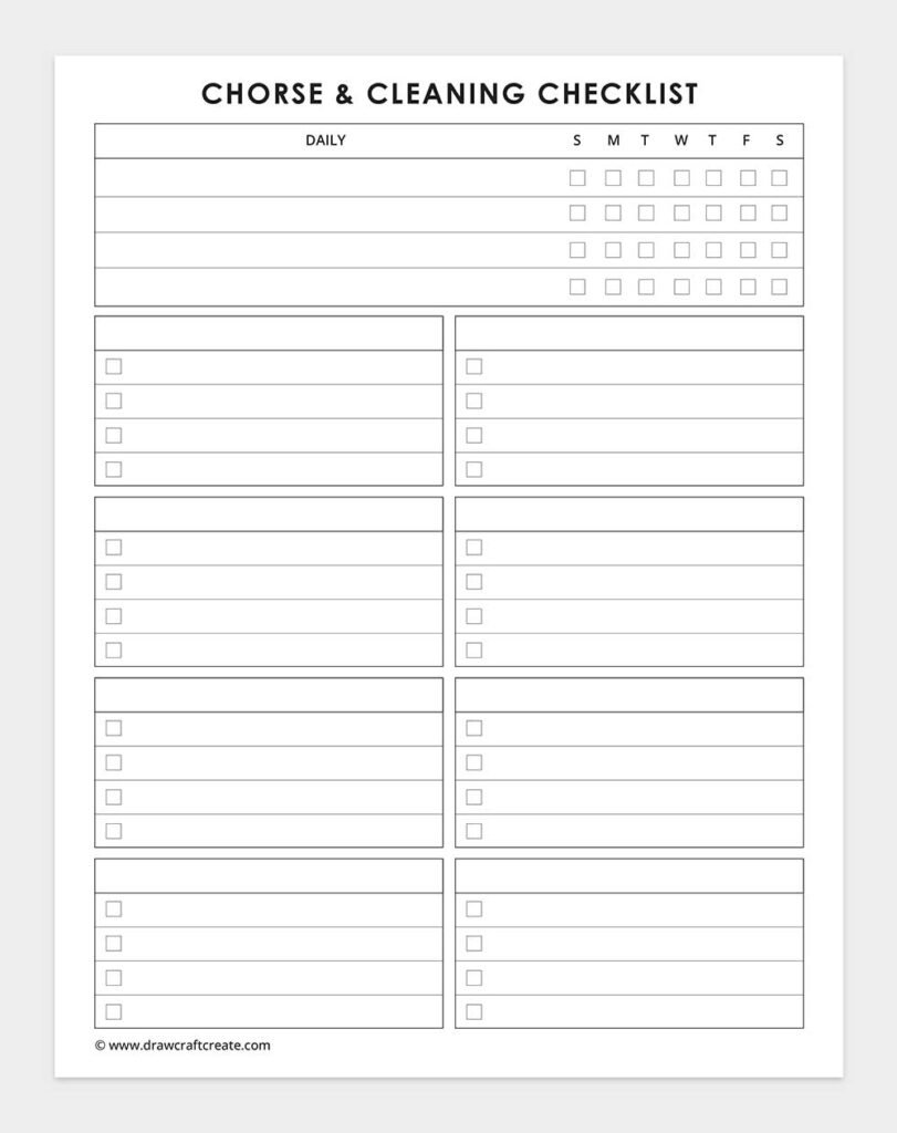 Free Printable House Cleaning Checklist Template (18 Design) - Draw ...