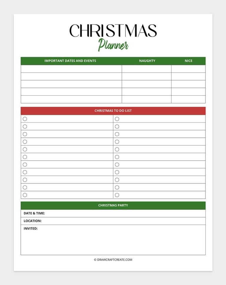 Free Printable Christmas Planner (34 Pages) - Draw Craft Create