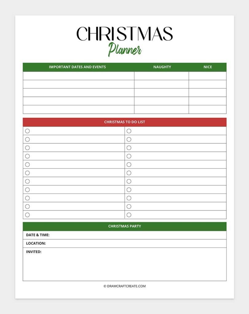 Free Printable Christmas Planner (34 Pages) - Draw Craft Create