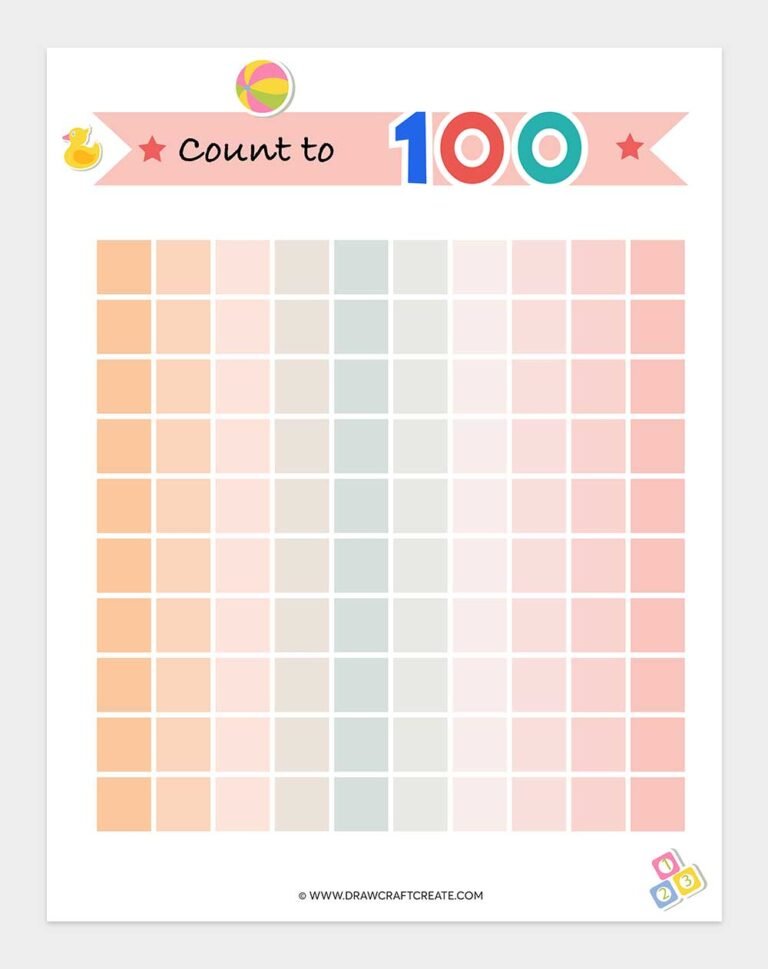 Free Printable Hundreds Charts - Draw Craft Create