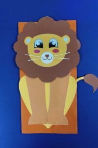 Lion Paper Bag Puppet Craft For Kids (Free Printable Template) - Draw ...