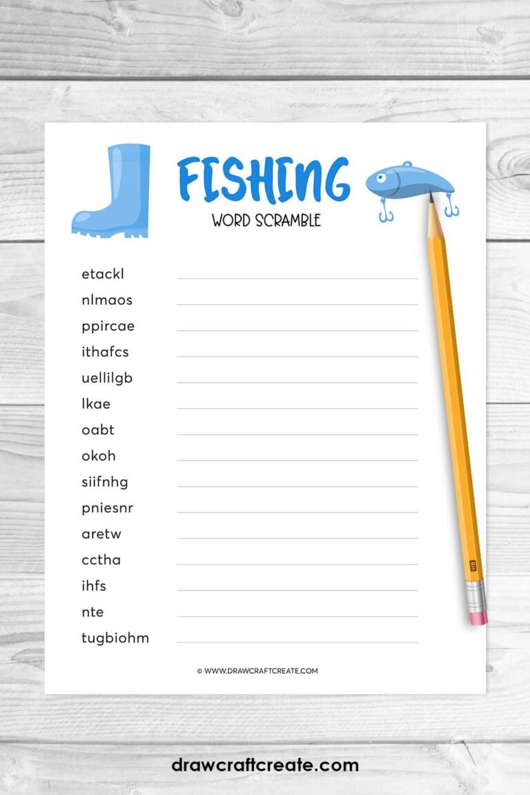 Free Printable Fishing Word Scramble - Draw Craft Create