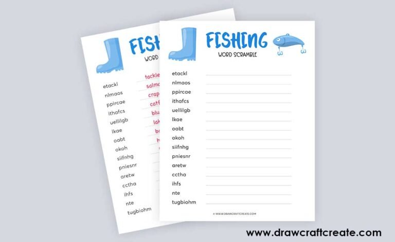 Free Printable Fishing Word Scramble - Draw Craft Create