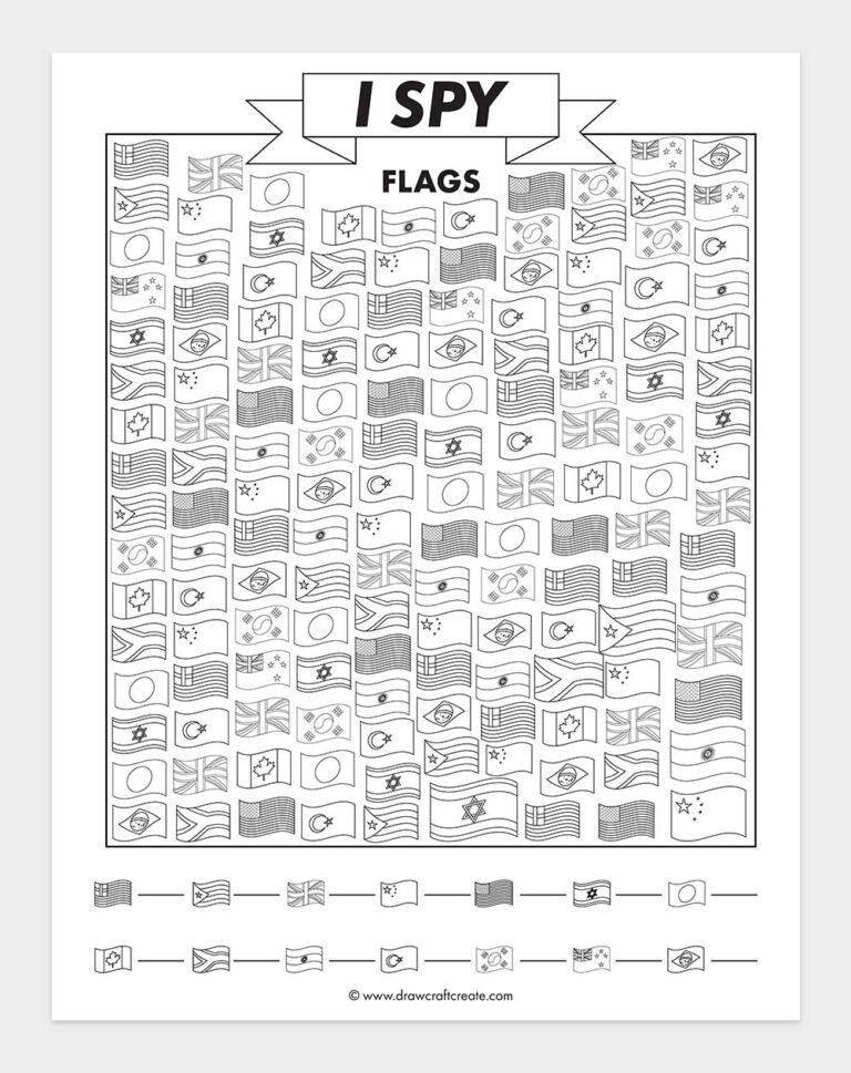 Free Printable I Spy Flags Worksheet - Draw Craft Create