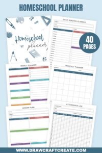 Free Homeschool Planner Printable (40 Pages) - Draw Craft Create