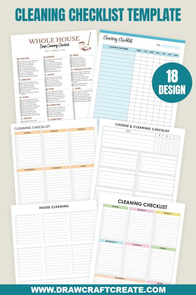 Free Printable House Cleaning Checklist Template (18 Design) - Draw ...