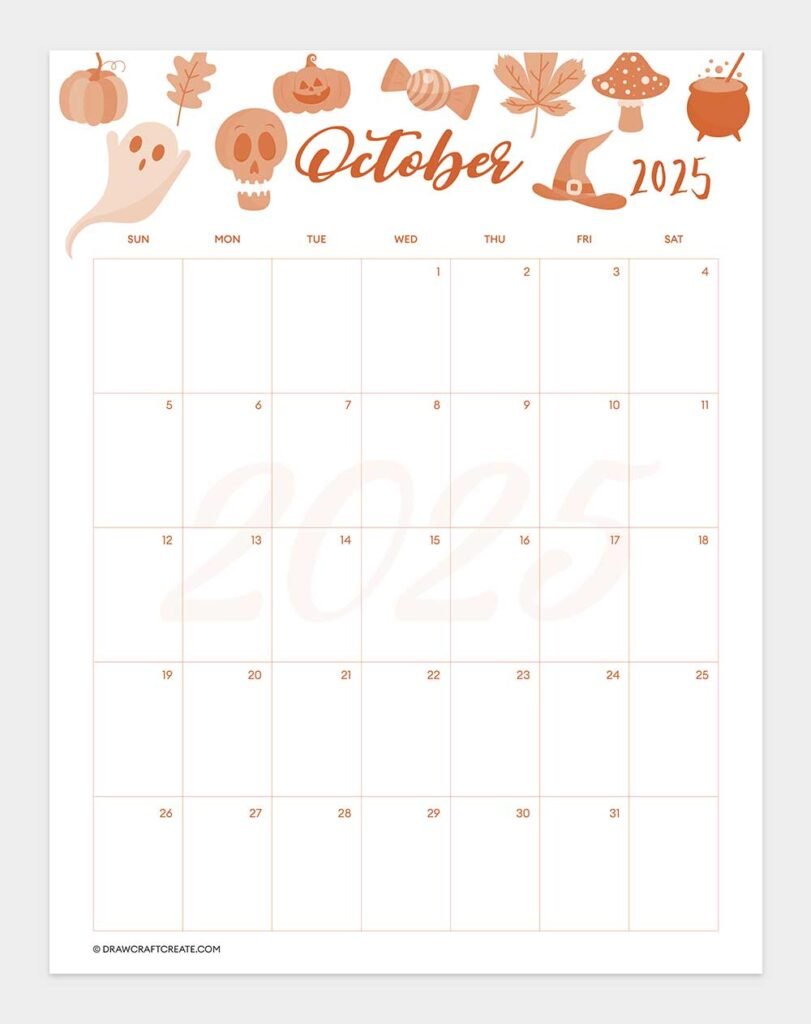 Free Printable October 2025 Calendars - Draw Craft Create