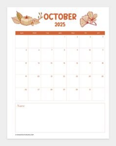 Free Printable October 2025 Calendars - Draw Craft Create
