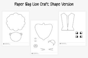 Lion Paper Bag Puppet Craft For Kids (Free Printable Template) - Draw ...