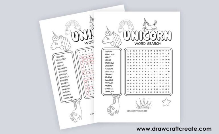 Free Printable Unicorn Word Search - Draw Craft Create