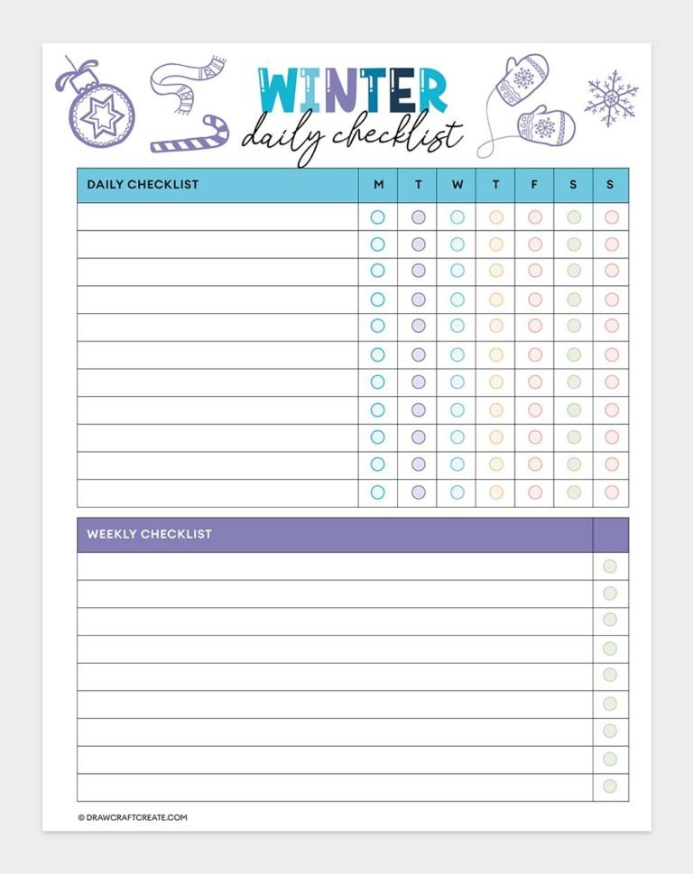 Free Printable Winter Planner 2026 (24 Pages) - Draw Craft Create