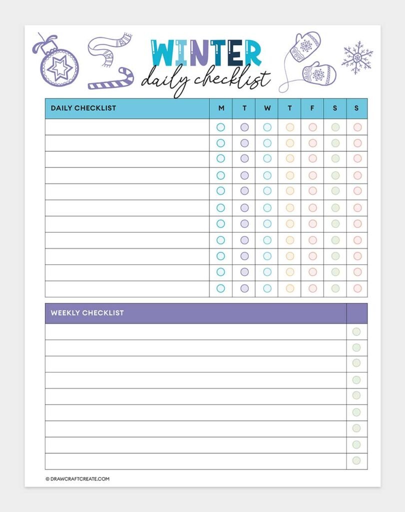 Free Printable Winter Planner 2026 (24 Pages) - Draw Craft Create