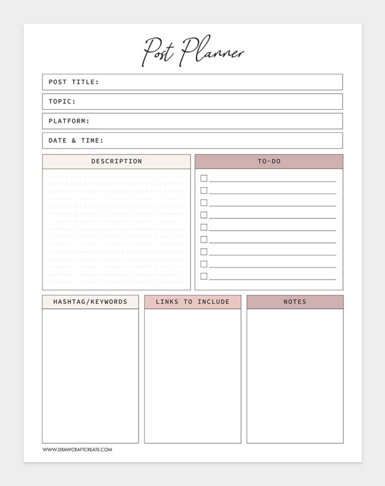Free Printable Social Media Planner (30 Pages) - Draw Craft Create