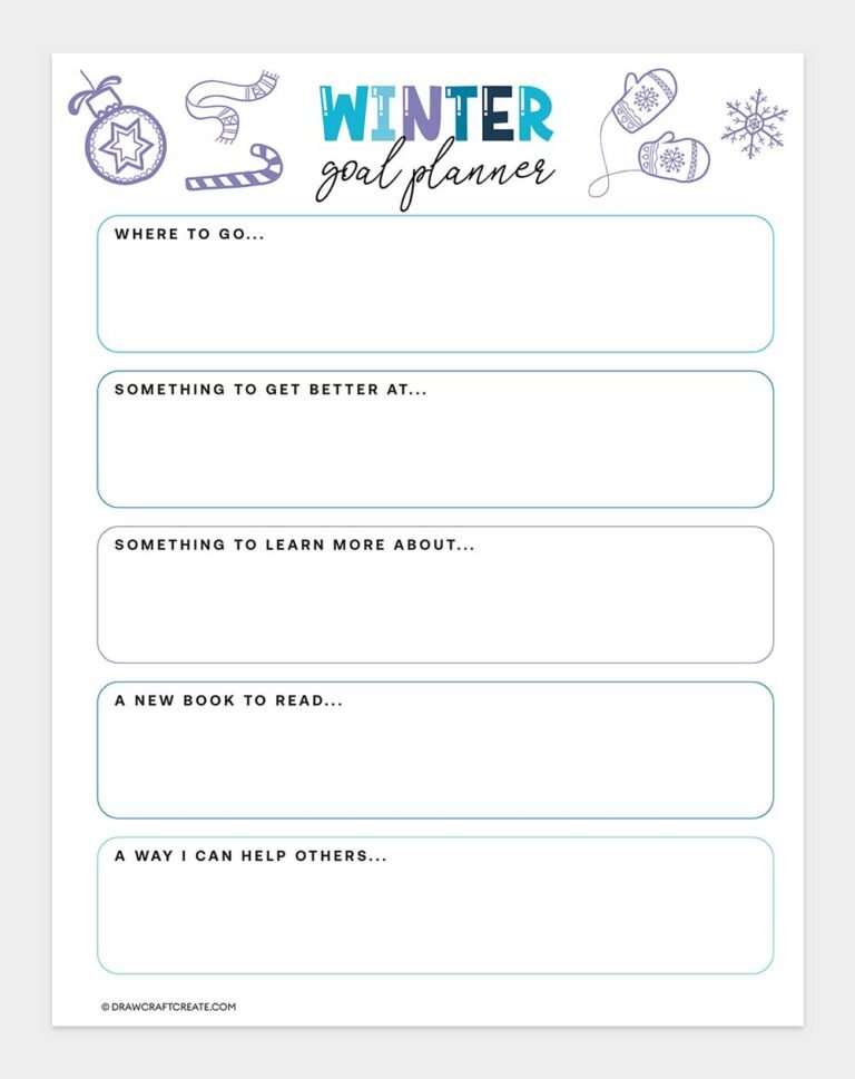 Free Printable Winter Planner 2026 (24 Pages) - Draw Craft Create