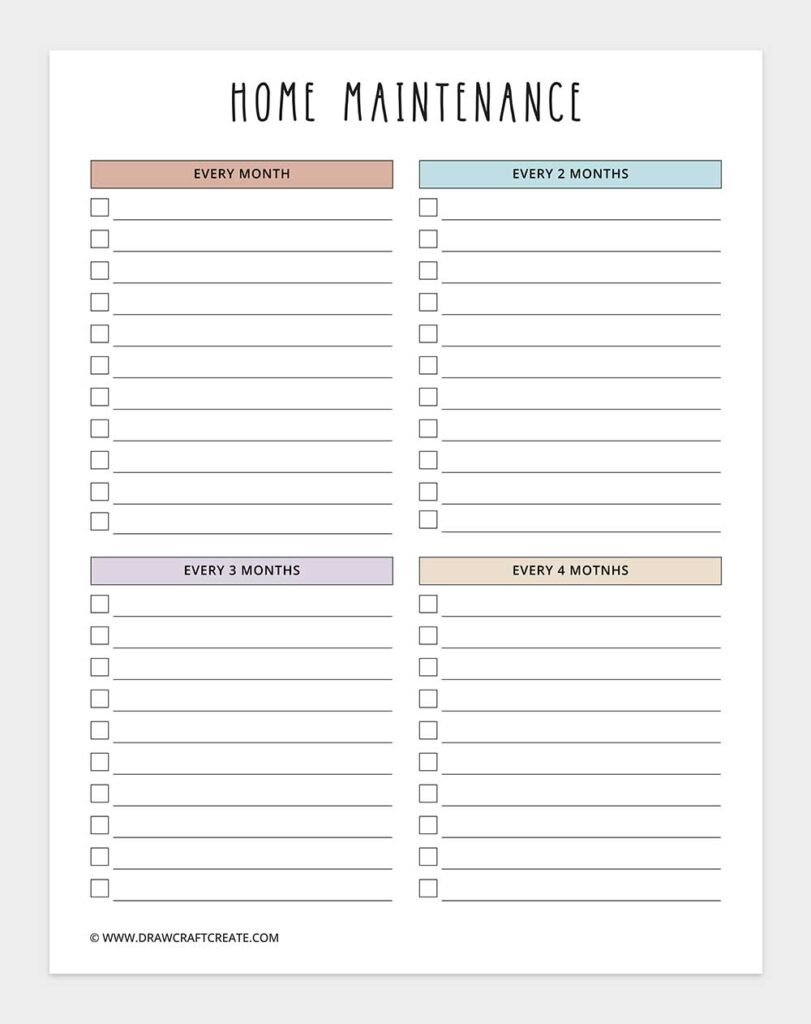 Free Printable Household Planner Template (51 Pages) - Draw Craft Create
