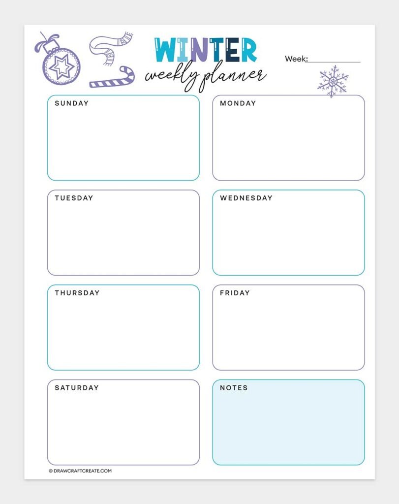 Free Printable Winter Planner 2026 (24 Pages) - Draw Craft Create
