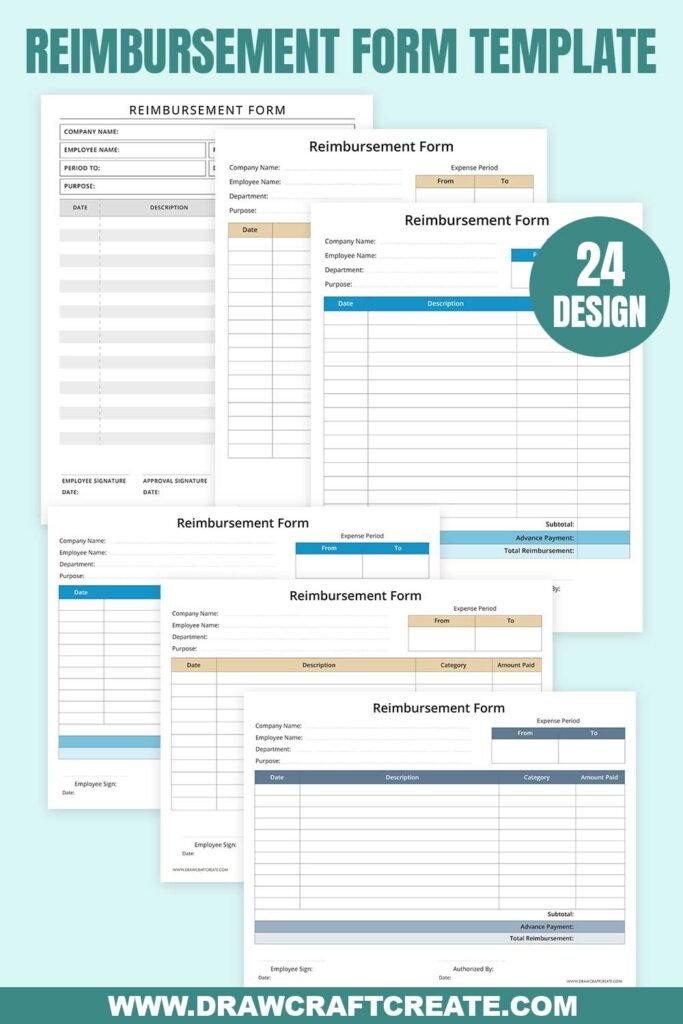 Free Printable Reimbursement Form Template (24 Design) - Draw Craft Create
