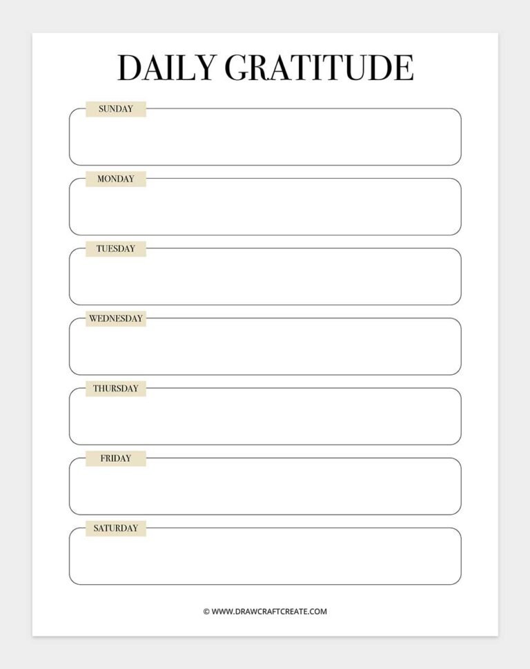 Free Printable Gratitude Journal Template (20 Design) - Draw Craft Create