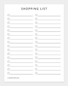 Free Printable Shopping List Template (30 Design) - Draw Craft Create