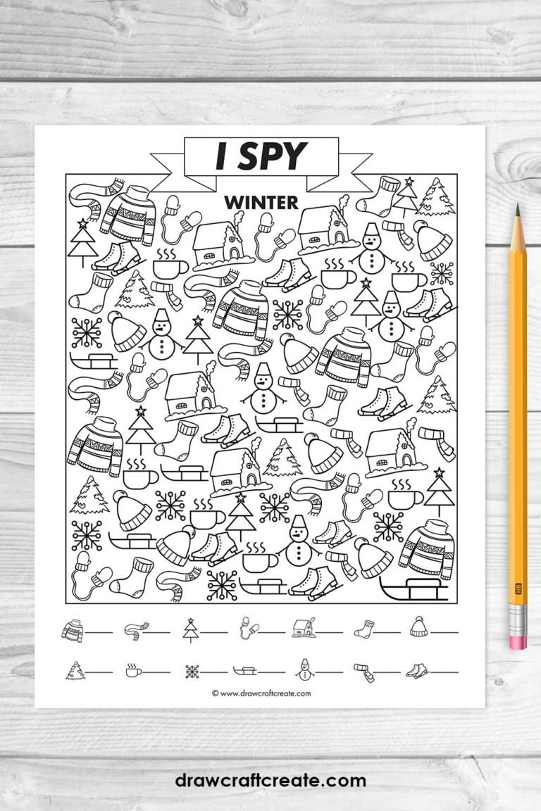 Free Printable I Spy Winter Worksheet - Draw Craft Create