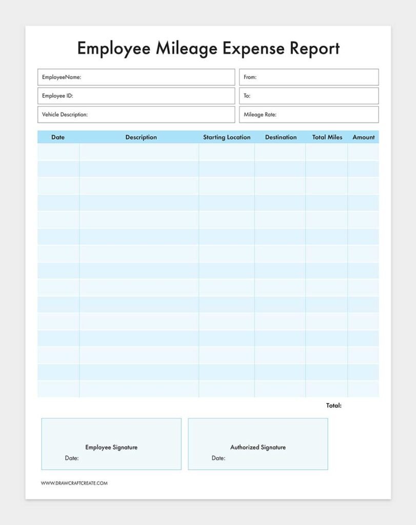 Free Printable Mileage Expense Templates (18 Design) - Draw Craft Create
