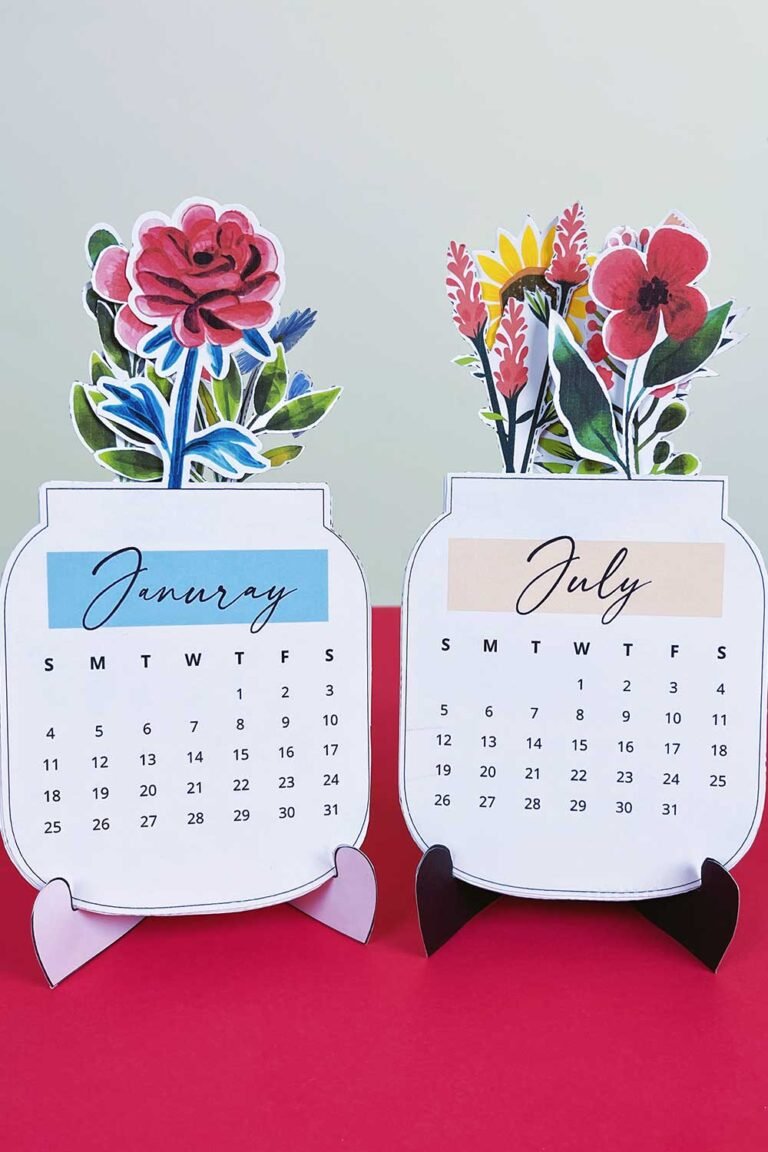 Free Printable 2026 DIY Floral Desk Calendar - Draw Craft Create