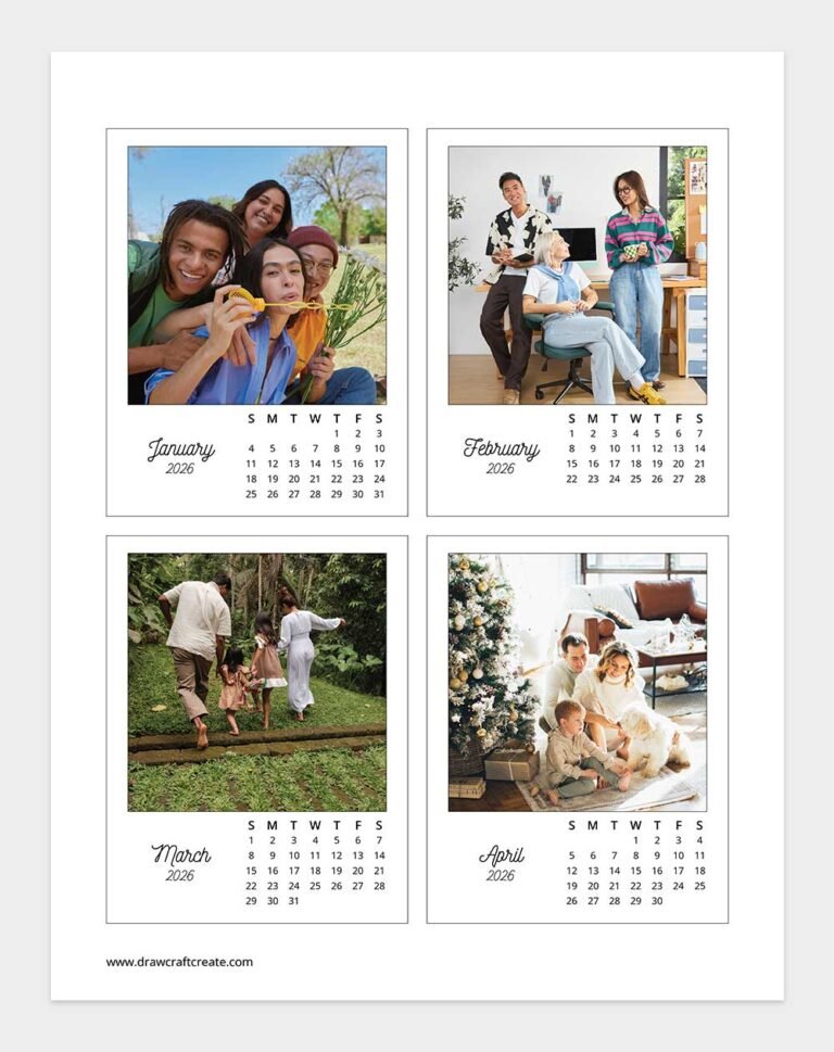 Free Printable 2026 Photo Calendar Template - Draw Craft Create