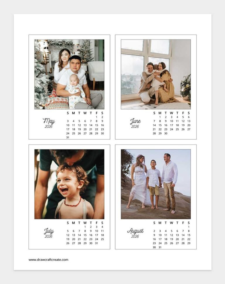 Free Printable 2026 Photo Calendar Template - Draw Craft Create