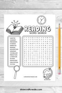 Free Printable Reading Word Search - Draw Craft Create