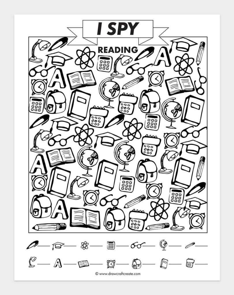 Free Printable I Spy Reading Worksheet - Draw Craft Create