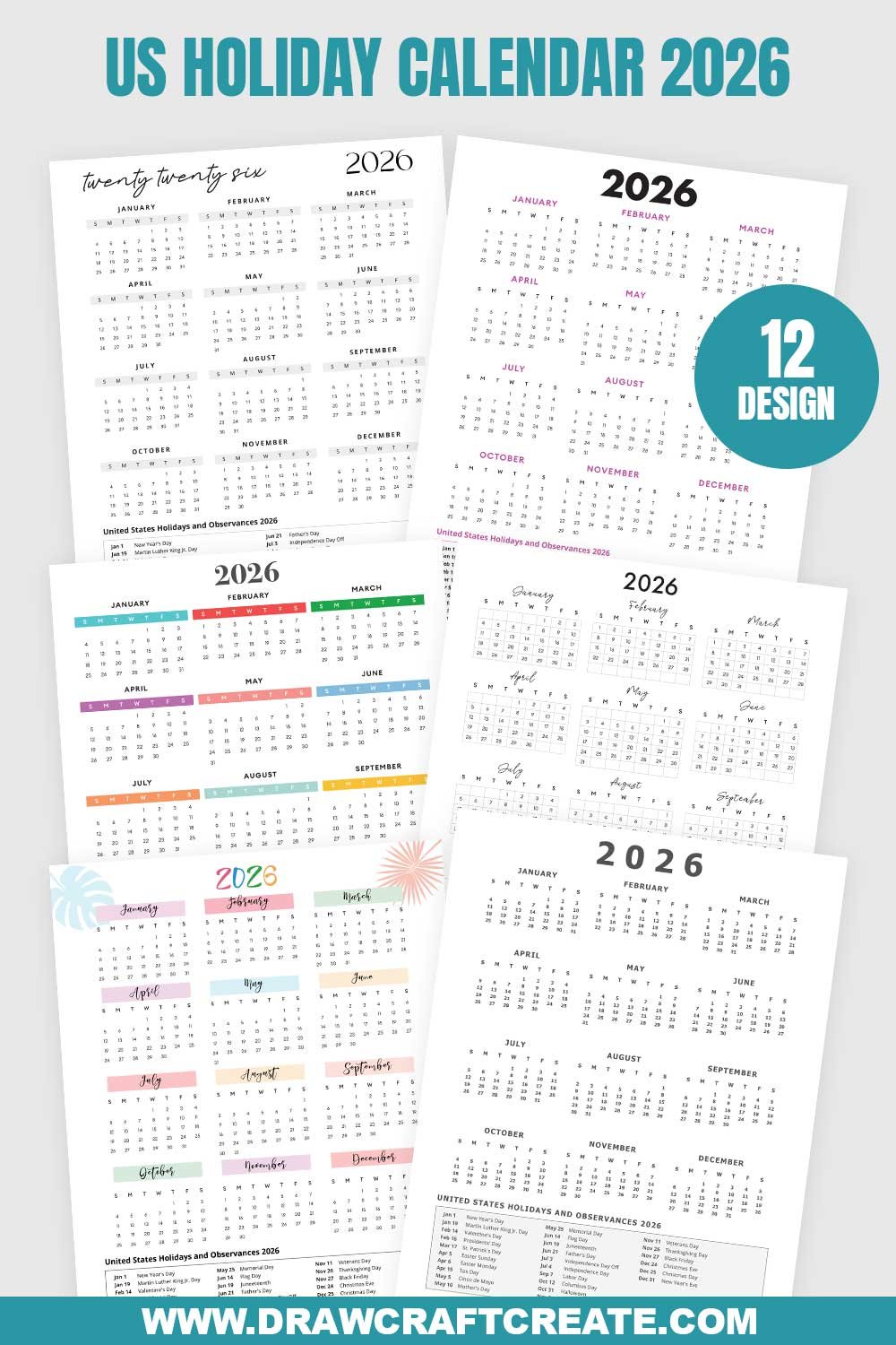 Free Printable United States Holiday Calendar 2026 Draw Craft Create Free Printable United States Holiday Calendar 2026 Draw Craft Create