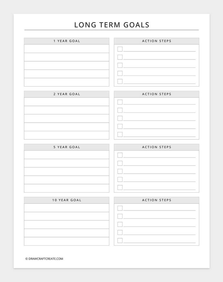 Free Printable Goal Planner (34 Pages) - Draw Craft Create