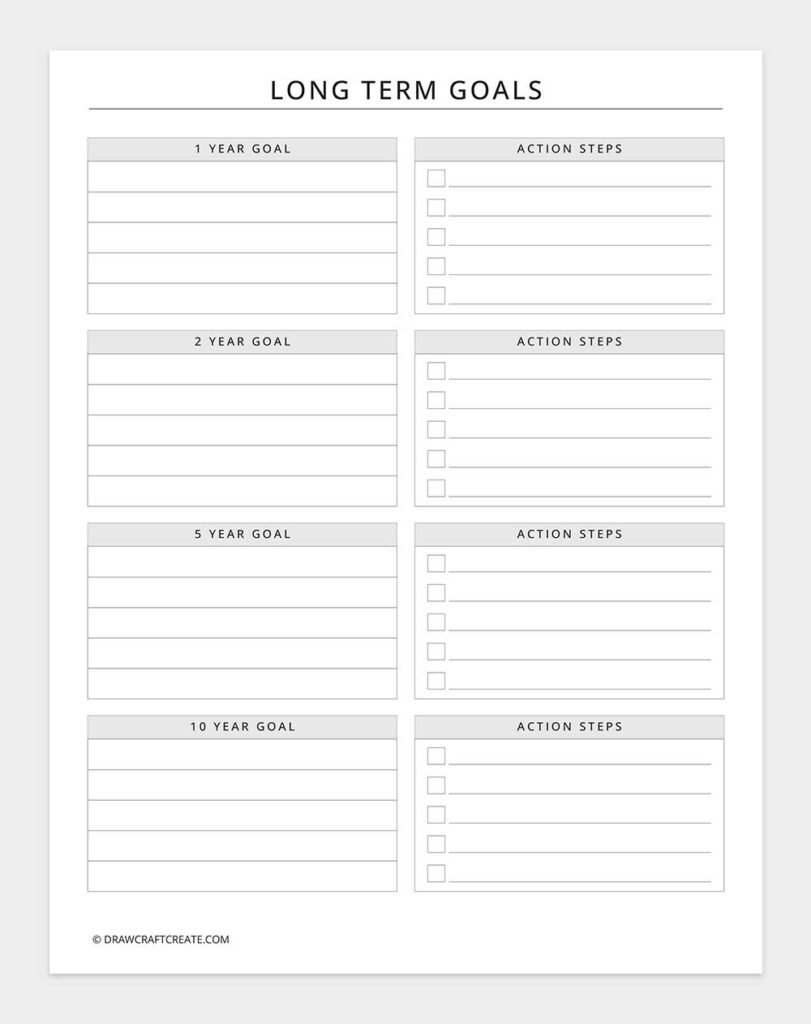 Free Printable Goal Planner (34 Pages) - Draw Craft Create