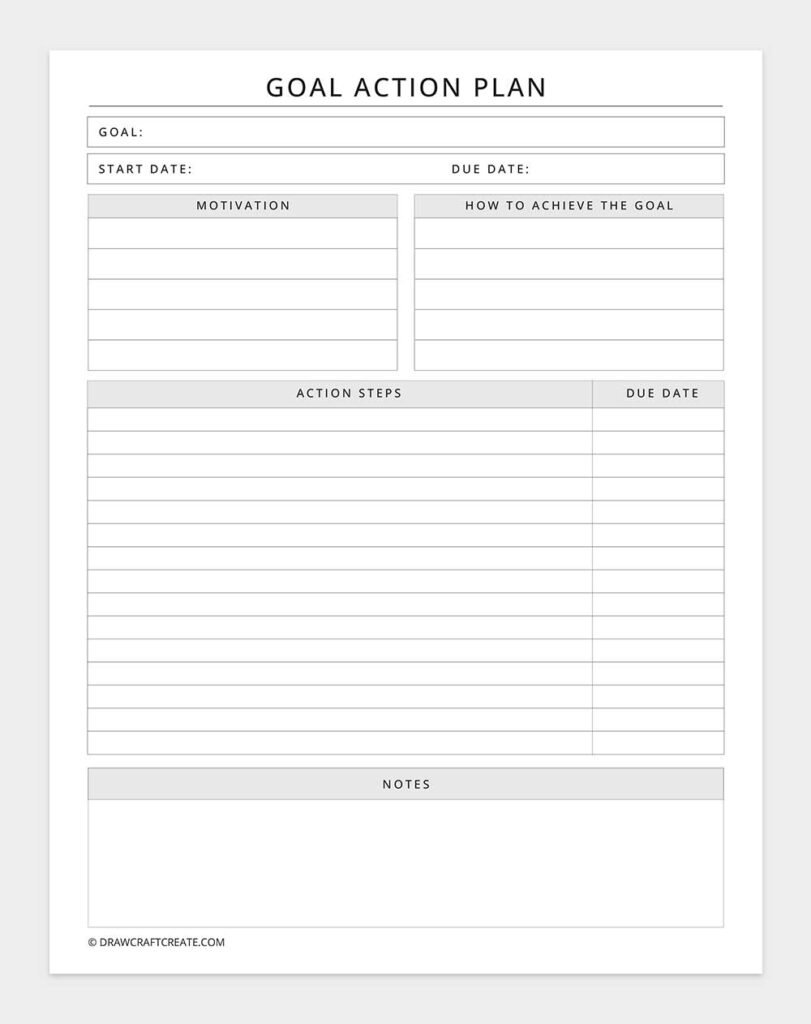 Free Printable Goal Planner (34 Pages) - Draw Craft Create