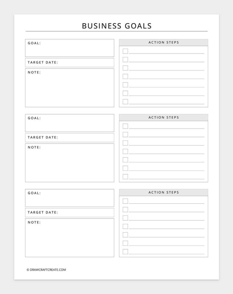 Free Printable Goal Planner (34 Pages) - Draw Craft Create